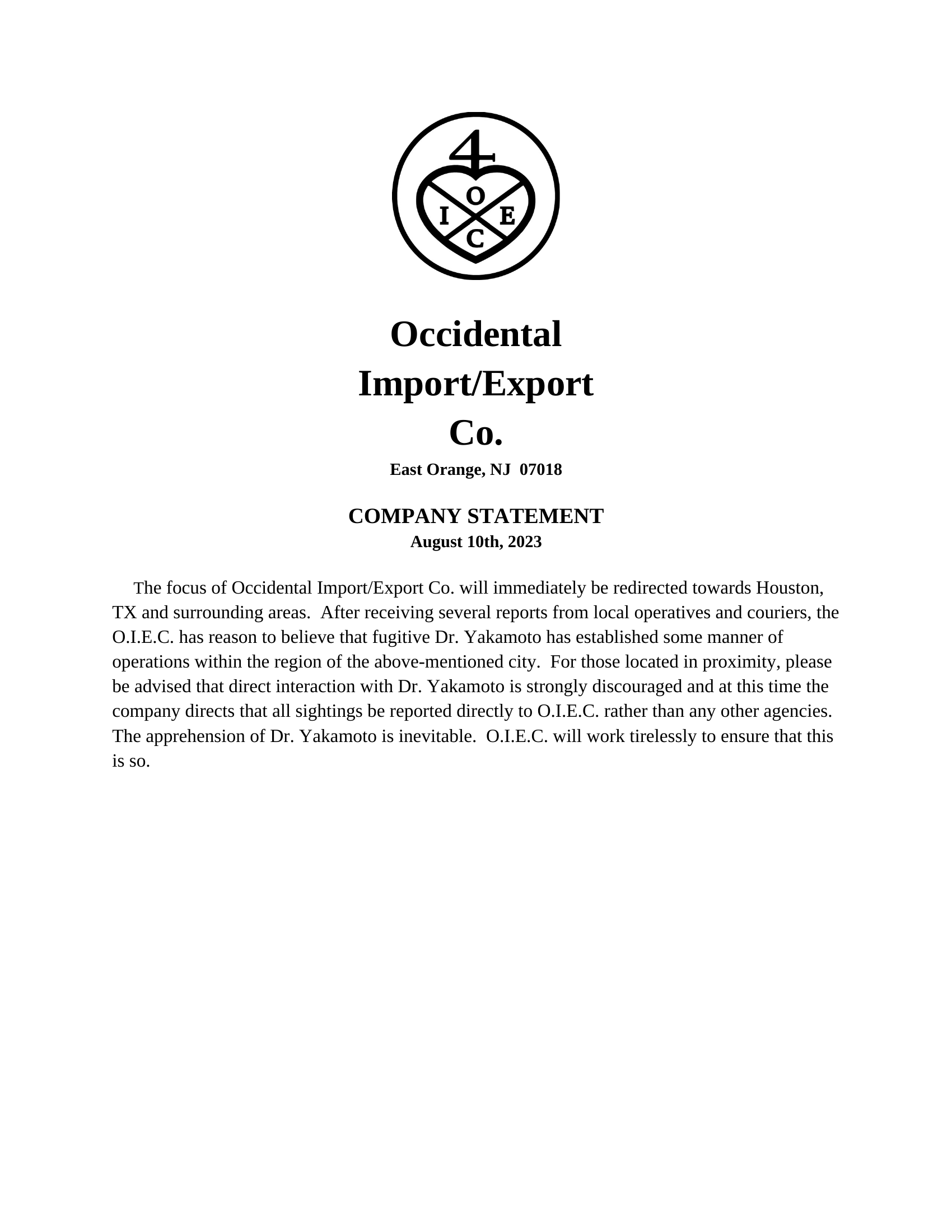 Operation: Хьюстон 1 – Occidental Import/Export Company